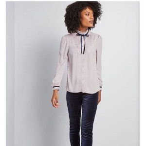 Modcloth | Tops | Modcloth Do As You Pleats Long Sleeve Blouse Lilac Sz ...